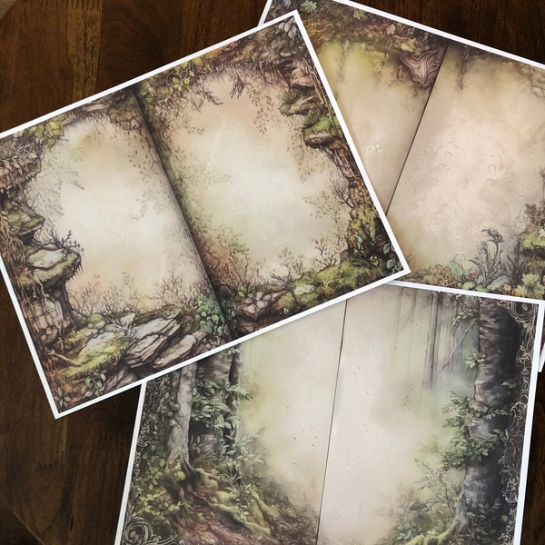 Basic Forest Digital Paper for Junk Journals, Journal Paper With Forest ...