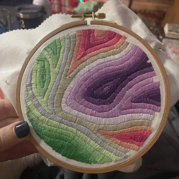 Mini Meadow Embroidery Pattern. DIY Embroidery Craft. Landscape Art ...