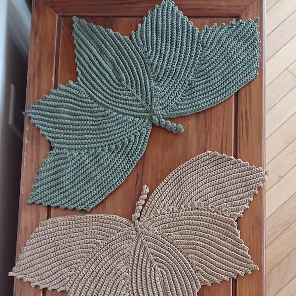 Crochet Placemat Pattern Table Mat Leaf Shape Doily DIY Tutorial PDF ...