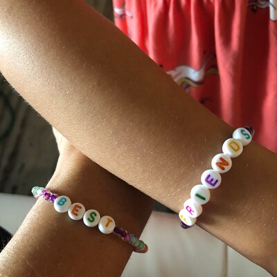 Pastel Candy Color Seed Bead Stretch Stacking VSCO Bracelet Letter ...