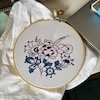 PDF Embroidery Kit Digital PDF Pattern Indigo Leaves Hand Embroidery ...