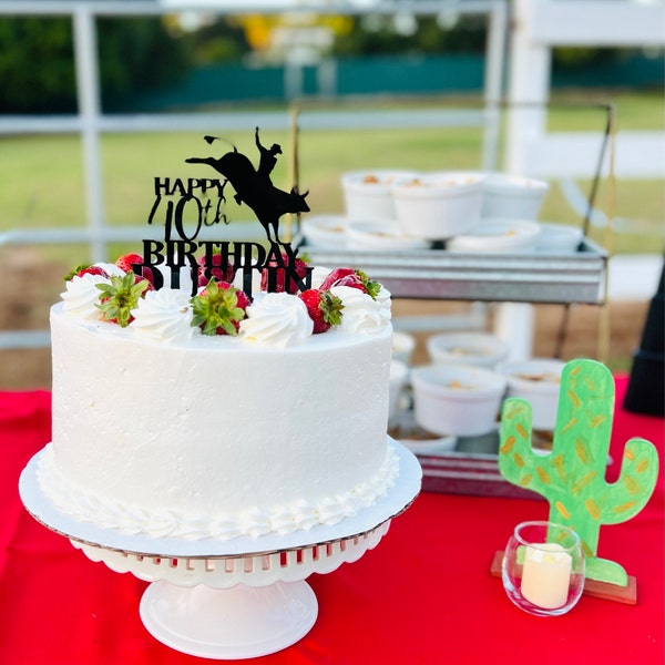 Cowboy Birthday Cake Topper, Rodeo Cake Topper Birthday, Bull Cake ...