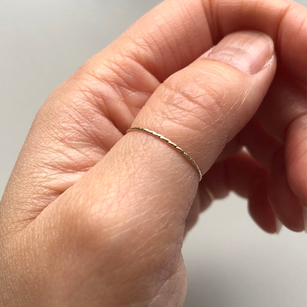 Thin 14k Solid Gold Stacking Rings in Various Styles. Real 14k Gold NOT ...