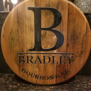 Whiskey Barrel Head Personalized Monogram Rustic Bar or Pub Sign - Etsy