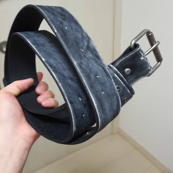 Aged Leather Belt Studded. Skull Loop Design. 2 Inches Wide. BLACK - Etsy