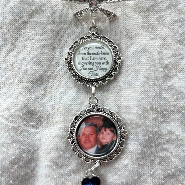 Memorial Photo Wedding Charm Gold Pin to Attach to Bouquet, Something ...