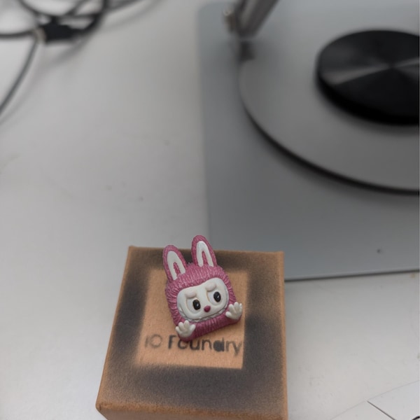 Pink Labubu Bunny Artisan Keycap – Hand-painted Custom MX Keycap | Cute ...