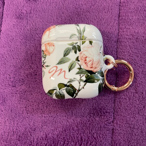 Rose Pattern AirPod Case Personalized Airpods Pro Hard Cover Keychain ...