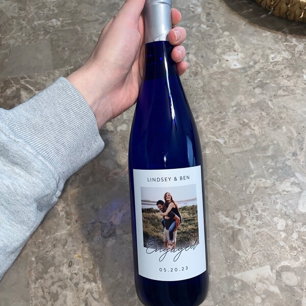 Custom Photo Label, Engagement Gifts for Couple, Newly Engaged Couple ...