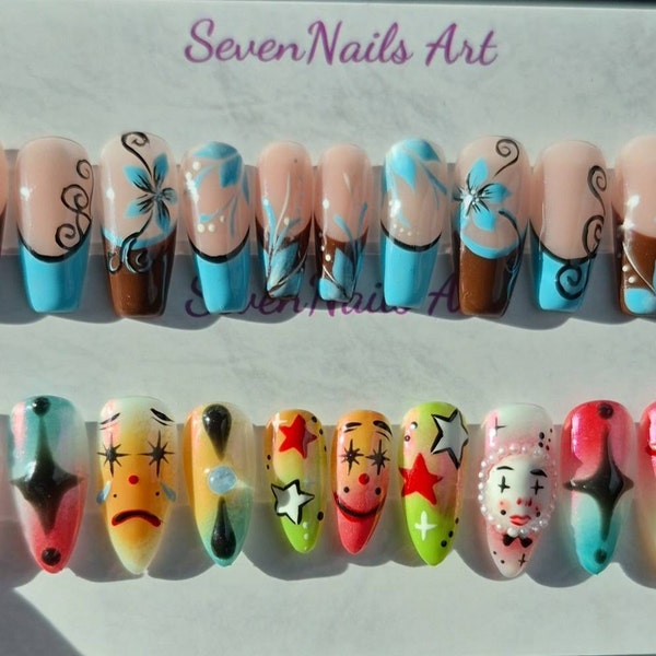 Studio Ghibli-inspired Press on Nails Totoro and Kiki Nail Art Kawaii ...