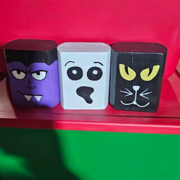 LARGE Halloween Solid Wood Block Characters - Etsy