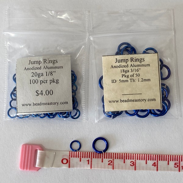 18g 3/16" (SWG) Jump Rings SHINY Anodized Aluminum Saw Cut ID: 5mm ...