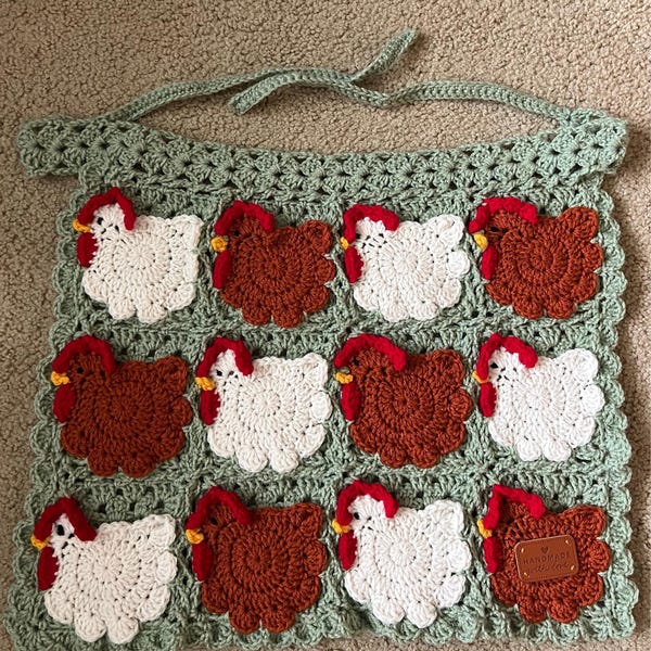 Nesting Hens Egg Gathering Apron, Crochet Pattern, No Sew, Egg Apron ...