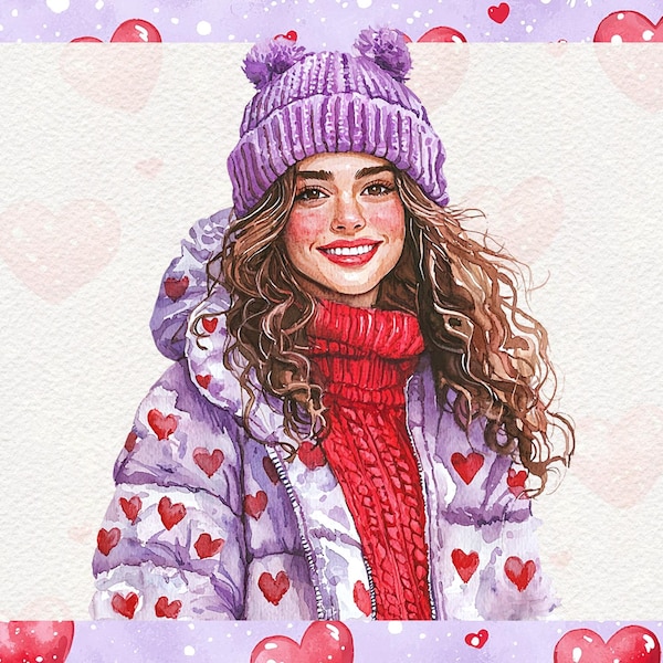 Watercolor Winter in Love Clipart, Cozy Romantic Winter Clip Art Bundle ...