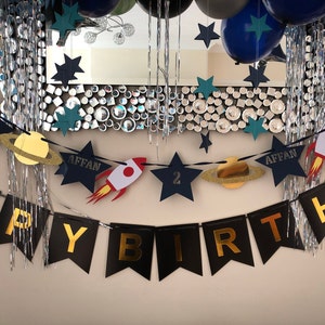 Space Banner Personalised Space Party Banner Space Birthday Decorations ...