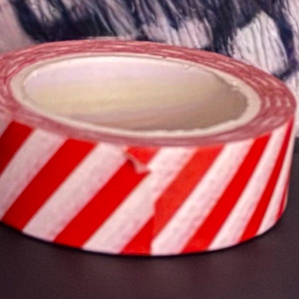 Red and White Dots and Stripes Washi Tape, Thin Red Striped Border ...
