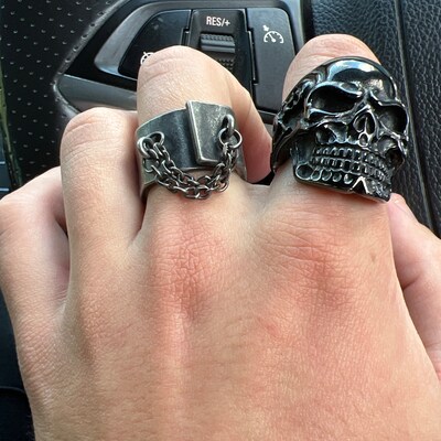 Chain Link Ring Punk Chain Ring Thick Band Ring Large Statement Ring ...