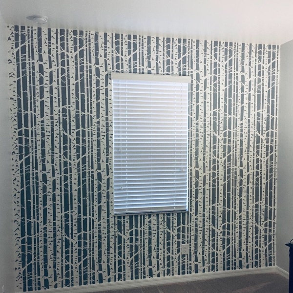 Birch Forest Wall Stencil - LARGE WALL STENCIL Instead of Wallpaper ...
