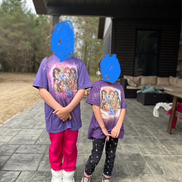 All Princess Tshirt, Bleached Disney Shirt, Birthday Kids Shirt, Girls ...