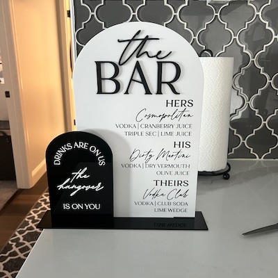 Signature Drinks Bar Sign With Icons Pictured Signature Drinks Bar Sign ...
