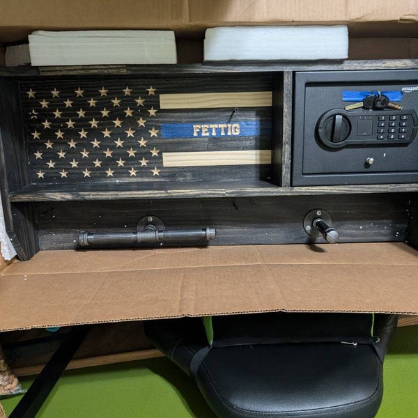 Police Duty Gear Rack With Lockbox Safe + FREE Metal Miranda Card ...