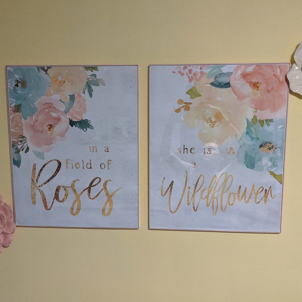 INSTANT DOWNLOAD in a Field of Roses She is a Wildflower Set of 2 ...