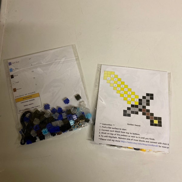 DIY Make Your Own Minecraft PIXEL Mini-brick Kit - Swords Keychain - Etsy