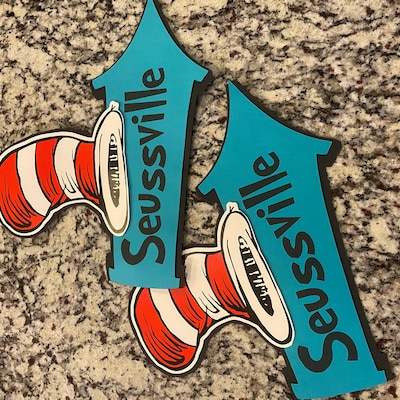 DR. Seuss/cat in the Hat...whimsical Directional SIGNS - Etsy