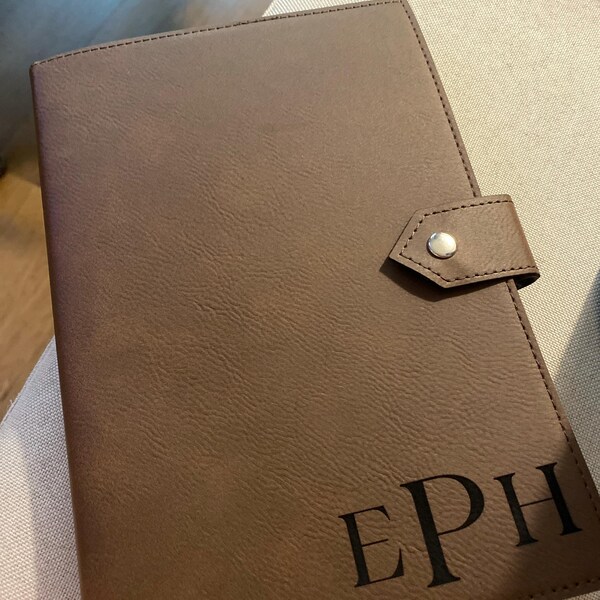 Custom Engraved Leather 3 Ring Binder Portfolio, Personalized Letter ...