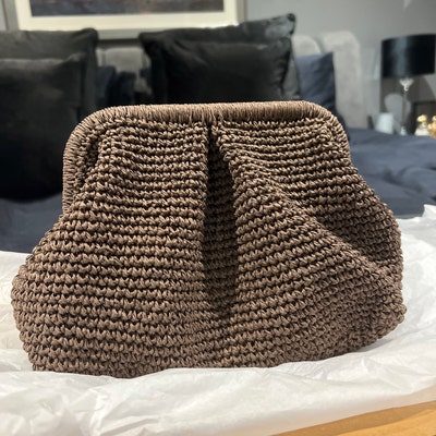 Gray Wool Clutch Handbag for Women Pouch Clutch Bag With Hidden Metal ...