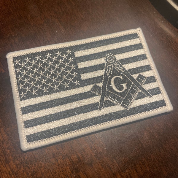 FREEMASON MASONIC USA Flag Patch Iron-on Embroidered Applique Mason ...