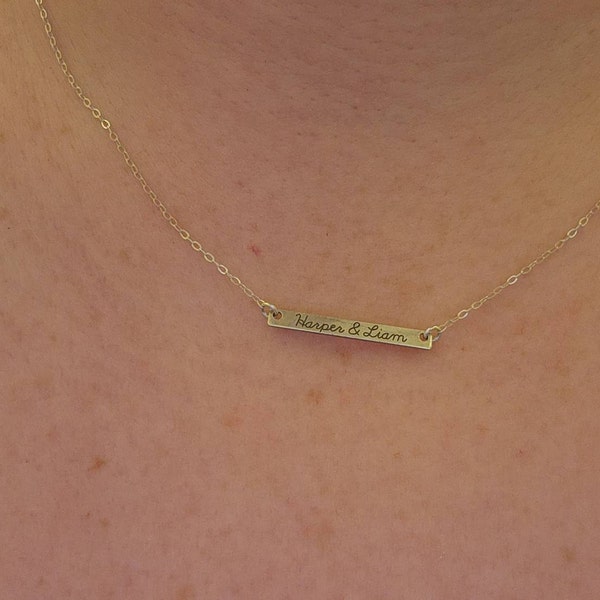 Skinny MINI Bar Necklace, Personalized Gold Bar, Customized Gold Bar ...