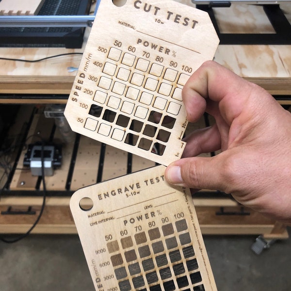 Laser Cutting & Engraving Test Cards, Versions for 5w, 10w, 20w, 40w ...
