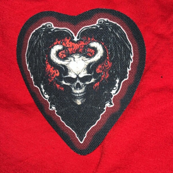 Satanic Demon Horror Crust Punk Grunge Style Iron on DIY Printed Canvas ...