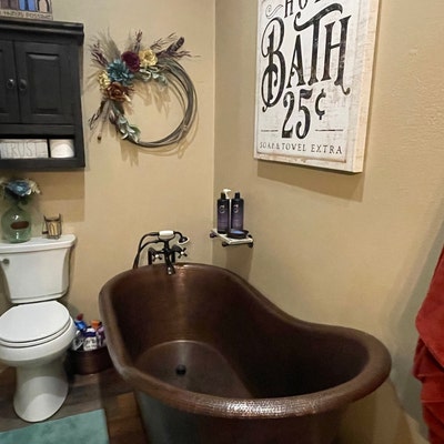 Bathroom Sign Hot Bath 25 Cents Modern Farmhouse Wall Decor Custom Bath ...