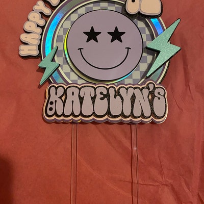 Smiley Cake Topper, Preppy Cake Topper, Smile Cake Topper, Groovy Cake ...