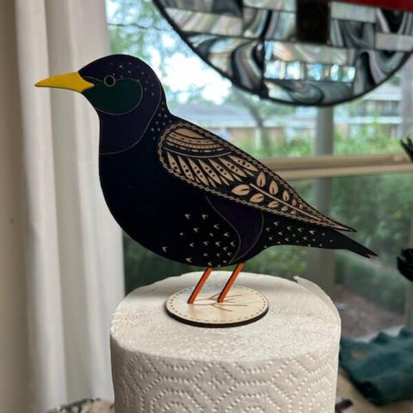 Standing Wooden Starling Decoration Ornament - Etsy
