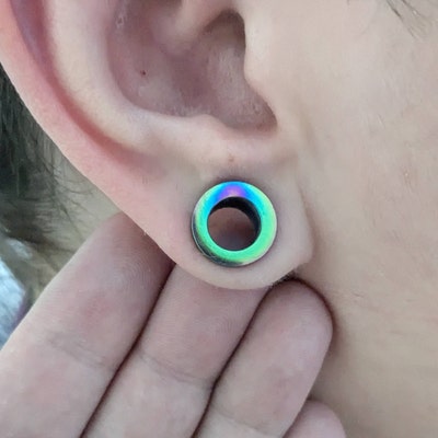 0g Pink Purple Acrylic Septum Stretching Pincher 8mm Ear Plugs Tunnels Tapers Horseshoes Gauges ...