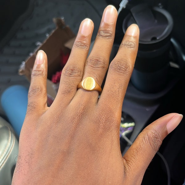 18K Gold Signet Ring Men - Mens Signet Ring - Pinky Ring Men - Gold ...