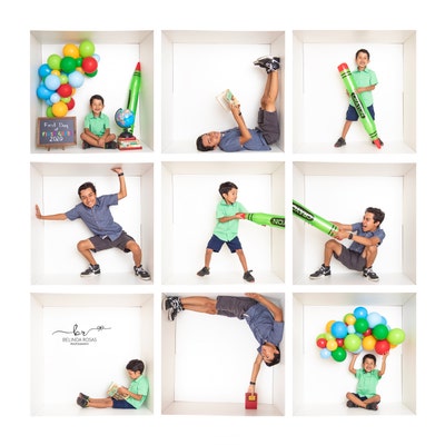 White Photo Box Grid 9 Box Template, Photoshop Template, in the Box ...