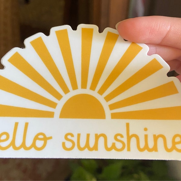 Hello Sunshine Rising Sun Vinyl Sticker Water Bottle Sticker Laptop ...
