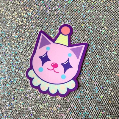 Clown Cat Vinyl Waterproof Sticker - Etsy