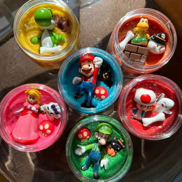 Mario Party Favors, Playdough Jars, Mario Playdough Kit, Play Dough Jar ...