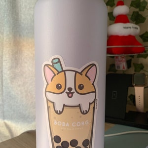 Boba Corgi Sticker, Corgi Stickers, Vinyl Stickers, Boba Stickers ...