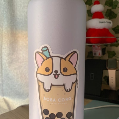 Boba Corgi Sticker, Corgi Stickers, Vinyl Stickers, Boba Stickers ...
