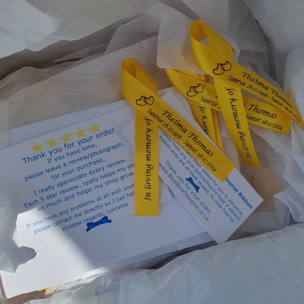 Any Colour Personalised Funeral Ribbons. in Loving Memory Memorial ...