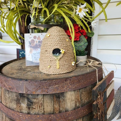Bee Skep Beehive With Bees and Honey Tiered Tray Size Beeskep - Etsy