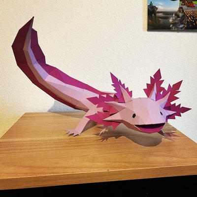 Axolotl 2 Paper Sculpture,printable PDF Template,handmade Wild Animal ...