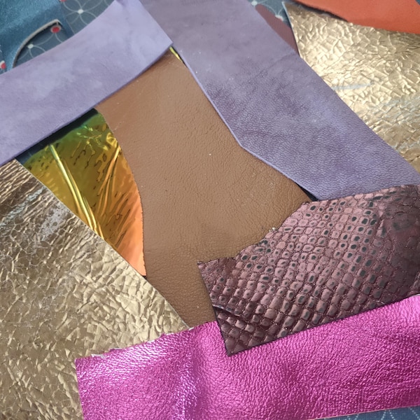 SURPRISE 6x6 Inch Pre Cut Sheet Leather Set COLORFUL Leather Sheets 6/ ...