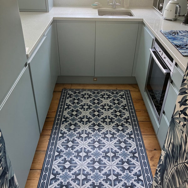 Terra Mare Vinyl PVC Mat, Retro Rugs, Boho Floor Decor, Simple Decor ...